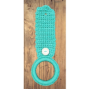 Crochet Hanging Dish Towel Holder (Bright Teal)