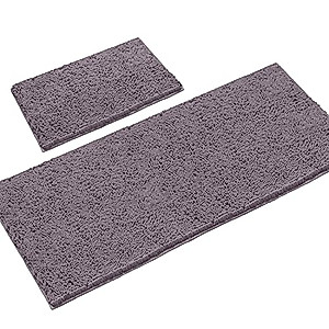LuxUrux Bathroom Rugs 2 Piece Set–Extra-Soft Plush Bath mat Shower Bathroom Rugs,1'' Chenille Microfiber Material, Super Absorbent (X-Large Set, Mauve)