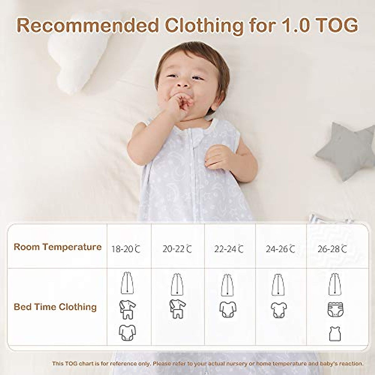 MioRico 1.0 Tog Sleep Sack for Babies 0-6 Months | Lightweight and Soft Wearable Blanket for Babies 3-6 Months | Organic Infant Sleeping Bag with 2-Way Zip