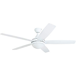 Prominence Home 80094-01 Ashby Ceiling Fan with Remote Control and Dimmable Integrated LED Light Frosted Fixture, 52" Contemporary Indoor, 5 Blades White/Grey Oak, Farmhouse White