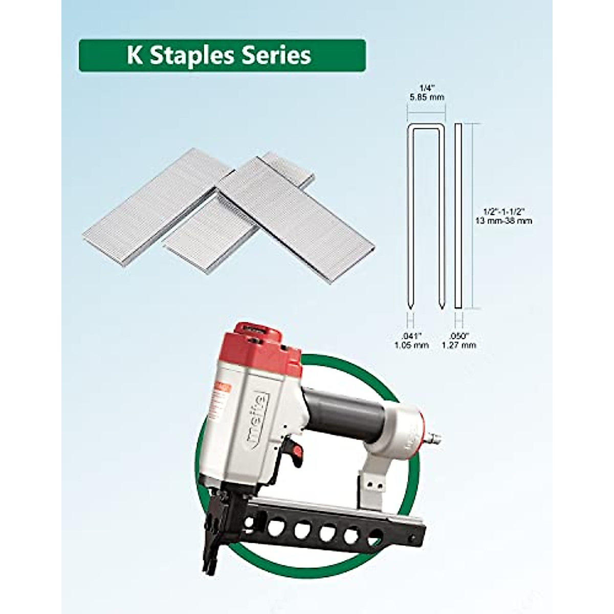 meite 18 Gauge 1/4-Inch Narrow Crown Staples, 1-1/2-Inch Length Heavy Duty Galvanized Upholstery Staples for Electric or Pneumatic Narrow Crown Stapler Guns (4,000 PCS)