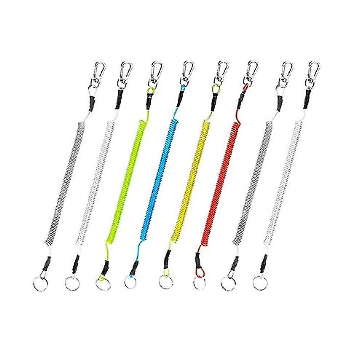 BESPORTBLE 24 Pcs Fishing Kayaks Fishing Gadgets Wire Fishing Tools Fishing Tether Kayak Tether Coiled Lanyard Security Gear Tools Plastic Key Rings Retractable Elastic Ropes Marine Miss Rope