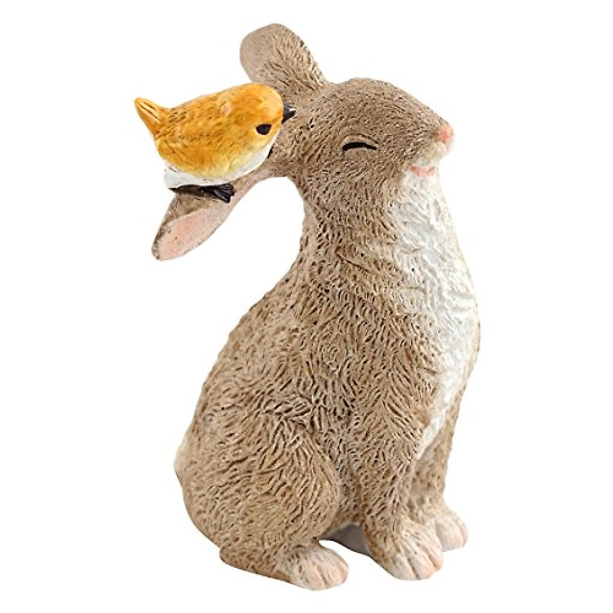 Top Collection Miniature Fairy Garden and Terrarium Rabbit Playing with Bird Statue