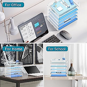 DALTACK 5-Tier Letter Tray Paper Organizer, File Organizer Paper Sorter, Desk Organizer with Handle for Office Supplies,White…