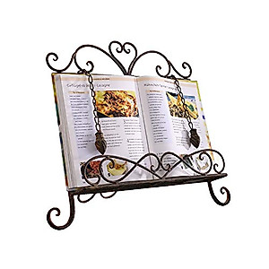 Antique Metal Cookbook Stand Recipe Book Stand for Kitchen Easel Weighted Chain for Gift