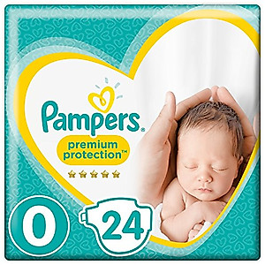 Pampers Premium Protection Baby Nappies, Size 0 Micro (1.5-2.5 kg) Carrying Pack, Pack of 1 (1 x 24 Items)
