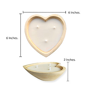 BestySuperStore 6” Heart Shaped Wooden Bowl Lavender Scented Soy Wax Candle - 3 Wicks 5 oz Decorative Dough Bowls Candles for Anniversary Engagement Wedding Birthday Valentine Christmas Gifts