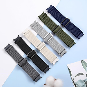 6 Pack No Gap Watch Bands Compatible with Samsung Galaxy Watch 6 5 4 40mm 44mm, 5 Pro 45mm Band, 4 Classic 42mm 46mm, Sport Elastic Nylon Stretchy Strap for Women Men