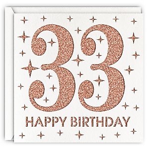 MAGJUCHE Rose Gold 33rd Birthday Card, Laser Cut Glitter Woman Age 33 Birthday Gift For Daughter, Sister