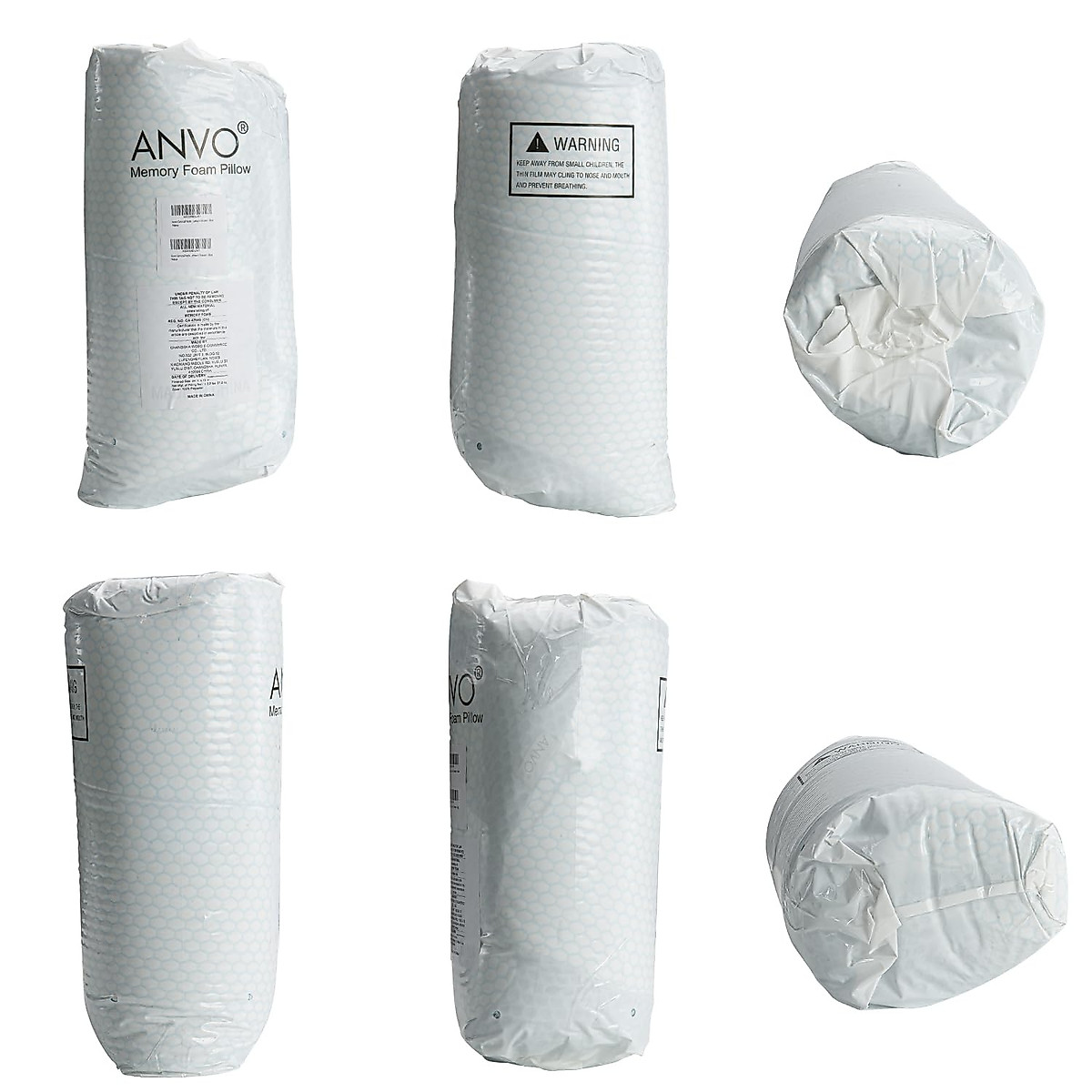 Anvo Cervical Neck Pillow for Neck and Shoulder Pain - Memory Foam Neck Pillows for Pain Relief Sleeping, Side Sleeper Pillow, Contour Orthopedic Firm Pillow for Back Stomach Sleeper - Blue