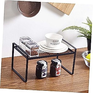 FUNOMOCYA Layered Shelf Rack Shelf Pot Storage Rrack Storage Shelves Storage Rack Black