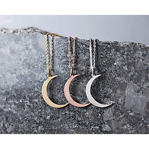 Glimmerst Crescent Moon Necklace, 18K Gold Plated Stainless Steel Crescent Moon Pendant Necklace Delicate Dainty Crescent Necklace for Women
