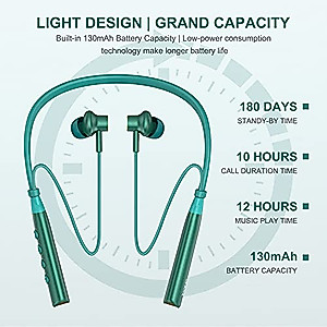 HTC Bluetooth Headphones, ANC in Ear Sport Earbuds IPX5 Waterproof Bluetooth 5.0 Stereo Sounds Wireless Earphones w/Mic, Noise Cancelling Headsets w/16 Hrs Playtime for Gym Jogging