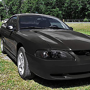 Glossy Black Smoke Headlight+Corner Lamps Made For And Compatible With 1994-1998 Ford Mustang