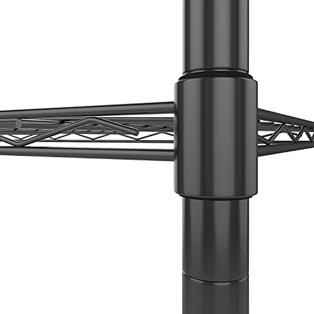 BATHWA 6-Tier Metal Wire Rack, Free Standing Shelving Unit, Adjustable Heavy Duty Storage Shelves for Kitchen Organization, with Leveling Feet and Stainless Side Hooks, Black