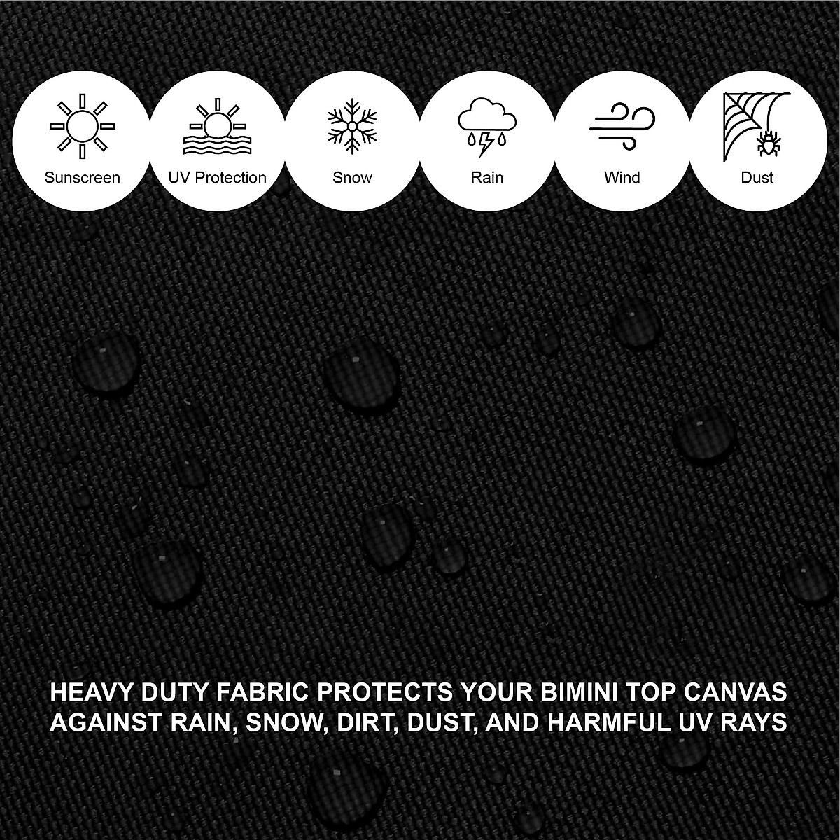 Savvycraft 4 Bow Bimini Top, 10 Feet Long Square Tube Bimini Top Set, Includes Marine Grade Canvas Cover, Storage Boot, Rear Poles with 1 Inch Aluminum Frame, Black Color, 4 Bow 120"L 54"H 79"- 84"W