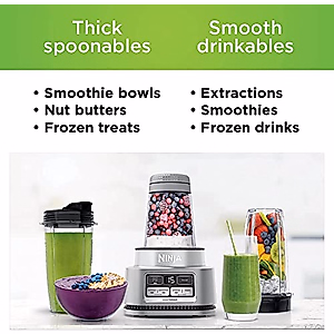 Ninja SS101 Foodi Shakes and Nutrient Extractor Machine* smartTORQUE 4 Preset Auto-iQ, One Base - Multifunction, RENEWED Silver