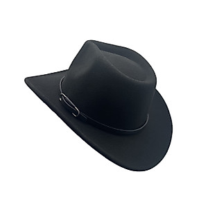 Willheoy Cowboy Hat for Men Women Western Cowgirl Hats Felt Fedora Hat Cowboy Costume Black