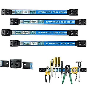 Alouette 4 Pieces 12 Inches Magnetic Tool Holder Racks,Metal Tool Organizer Bar for Garage&Workshop