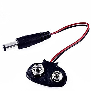 5pack 9v Battery Clip with 2.1mm X 5.5mm Male DC Plug for Arduino by Corpco