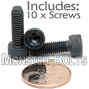 MonsterBolts - M5 x 15mm Socket Head Screws, DIN 912, Alloy Steel, Black Oxide, 10 Pack