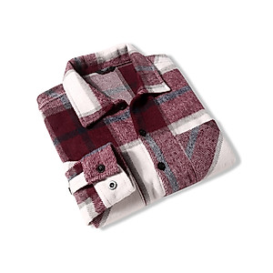 COOFANDY Men's Long Sleeve Flannel Shirt Jacket Button Up Fleece Plaid Shirt Lightweight Winter Shirts