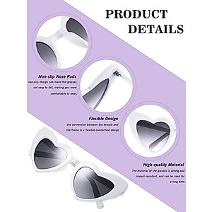 Flutesan 20 Pairs Heart Shaped Sunglasses Vintage Heart Glasses Women Bachelorette Sunglasses for Wedding Party(White with Gray Lenses)