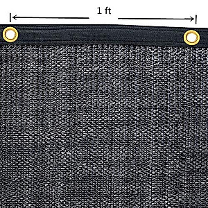 JTsuncover- Black 75% Shade Cloth Mesh Sun Block Net Mesh Shade for Garden Patio UV Resistant - Grommets Each 1ft - 10 ft x 20 ft