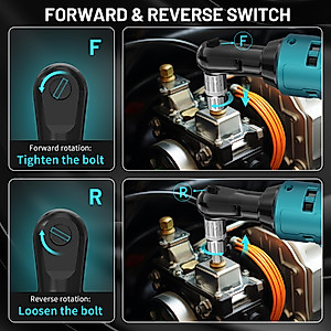 Housiwill 21V 3/8" Cordless Ratchet Wrench Set , Electric Ratchet Wrench Set with 2*2000mAh Li-ion Batteries + 1*2A Charger + 9*Bolt Sockets , 60 ft-lbs 450 RPM Cordless Electric Ratchet Wrench Set.