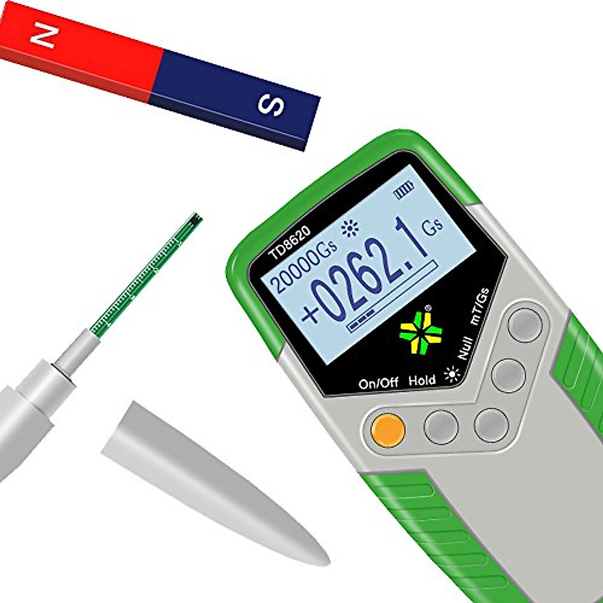 Handheld Digital Tesla Meter High Precision Gaussmeter Fluxmeter Surface Magnetic Field Tester with Probe 0-2400mT