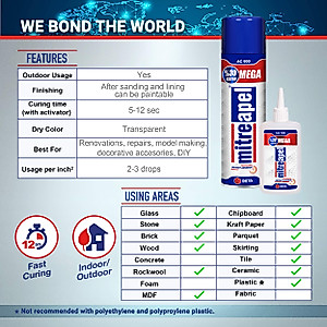 Super CA Glue (2 x 4.5 oz.) with Spray Adhesive Activator (2 x 16.9 fl oz.) Ca Glue with Activator for Wood, Plastic, Metal, Leather, Ceramic - Cyanoacrylate Glue for Crafting&Building (2 Pk)