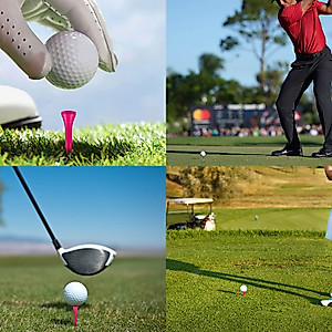 MYKUJA Bamboo Professional Golf Tees Pink, 100Pcs Golf Tees 2 3/4 inch, Long Golf Tees