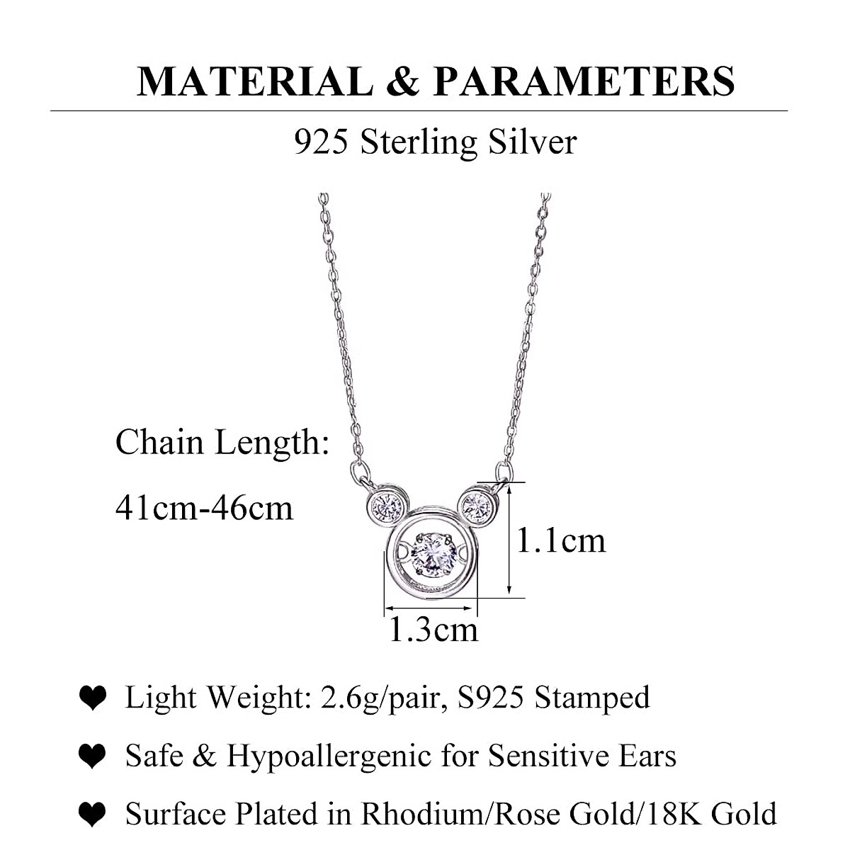 SLUYNZ 925 Sterling Silver Sparkling CZ Mouse Pendant Necklace for Women Teens Lovely Mouse Necklace Birthday Gifts