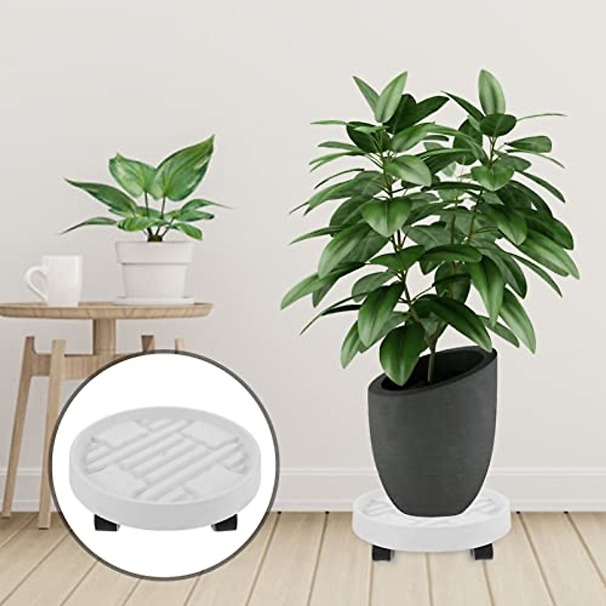 Yardwe Indoor Plants Plant Caddy with Wheels Round Flower Pot Mover Wheeled Planter Saucer Tray Plant Pot Pallet Dolly Caster for Garden Balcony Outdoor Plant Pots Indoor