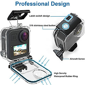 FitStill Compatible Underwater Diving Waterproof Case Protective Shell 45M/147FT with Touchscreen Bracket Accessories for Go Pro Max Action Camera