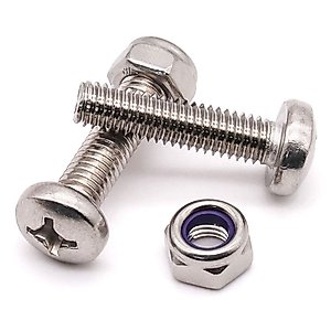 M6-1.0 x 30mm (20 Sets) Stainless Steel Pan Head Machine Screws with M6-1.0 Locknuts Hardware Assortment Kit 304 Stainless Steel