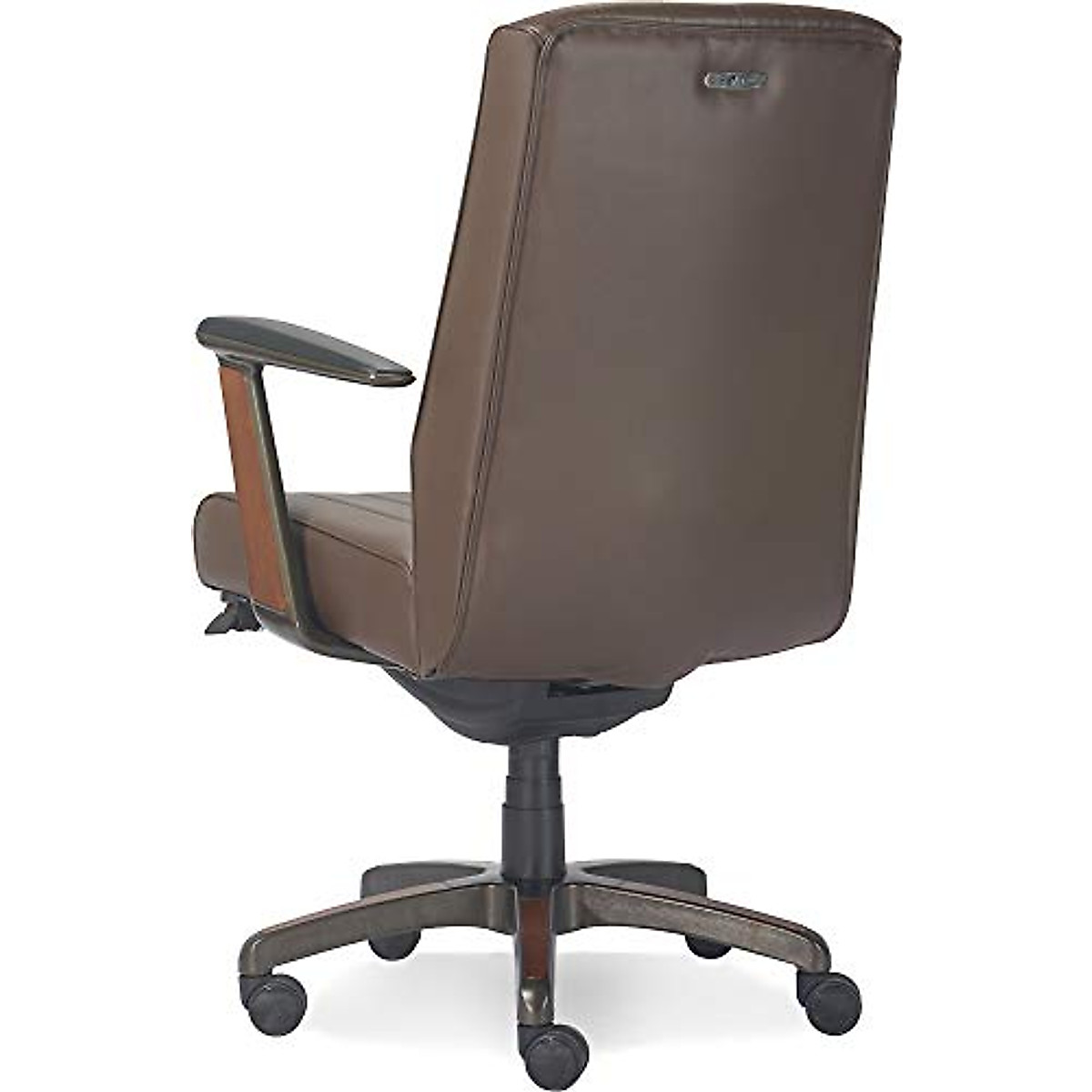 La-Z-Boy Bennett Modern Executive Lumbar Support, Rich Wood Inlay, High-Back Ergonomic Office Chair, Bonded Leather, Brown 26D x 26.25W x 39.75H in