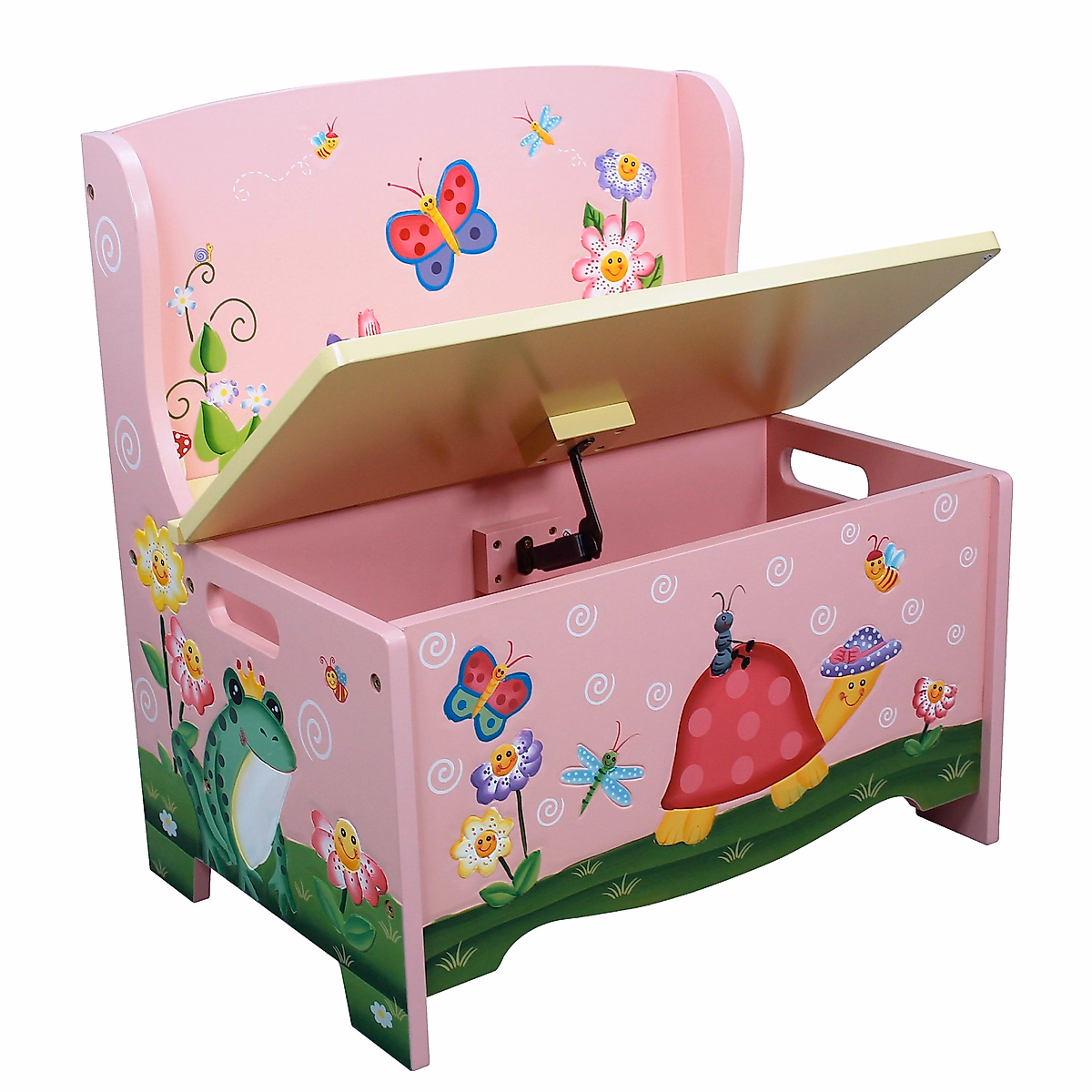 Fantasy Fields Magic Garden Kids Toy Box with Bench Seat, Toy Storage Chest for Kids, Pink