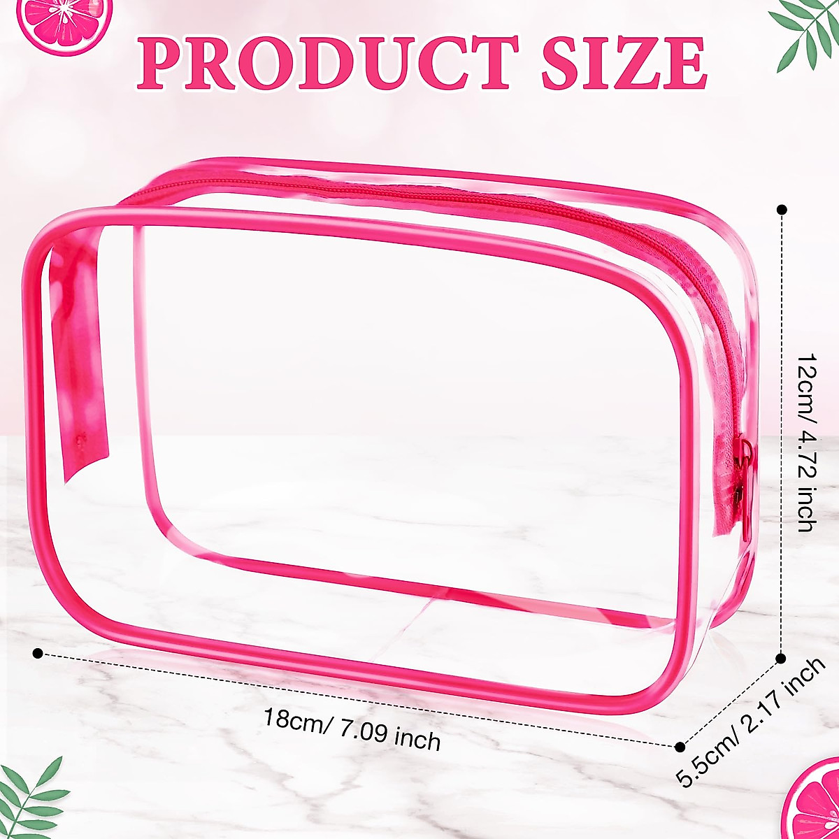 Weewooday 12 Pieces Clear Cosmetics Bag PVC Zippered Clear Toiletry Carry Pouch Cosmetic Makeup Bag Waterproof Makeup Vinyl Plastic Organizer Case for Vacation Bathroom