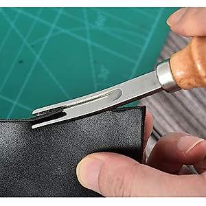 XILEWHZF Leather Edge Skiving Beveler Tool Set, Wide Mouth Leathercraft Edge Skiving Beveler Leather Edge Trimmer with Wooden Handle Three Sizes(4mm,6mm and 8mm)