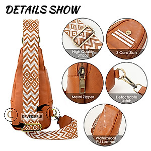 Huwzder Sling Bag for Women PU Leather Sling Bag Small Crossbody Sling Backpack Multipurpose Chest Bag for Women Cycling (A-Orange)