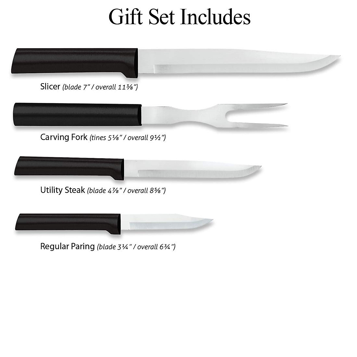 Rada Cutlery Prepare Then Carve Carving Knife Gift Set – Stainless Steel Blades With Black Stainless Steel Resin Handles