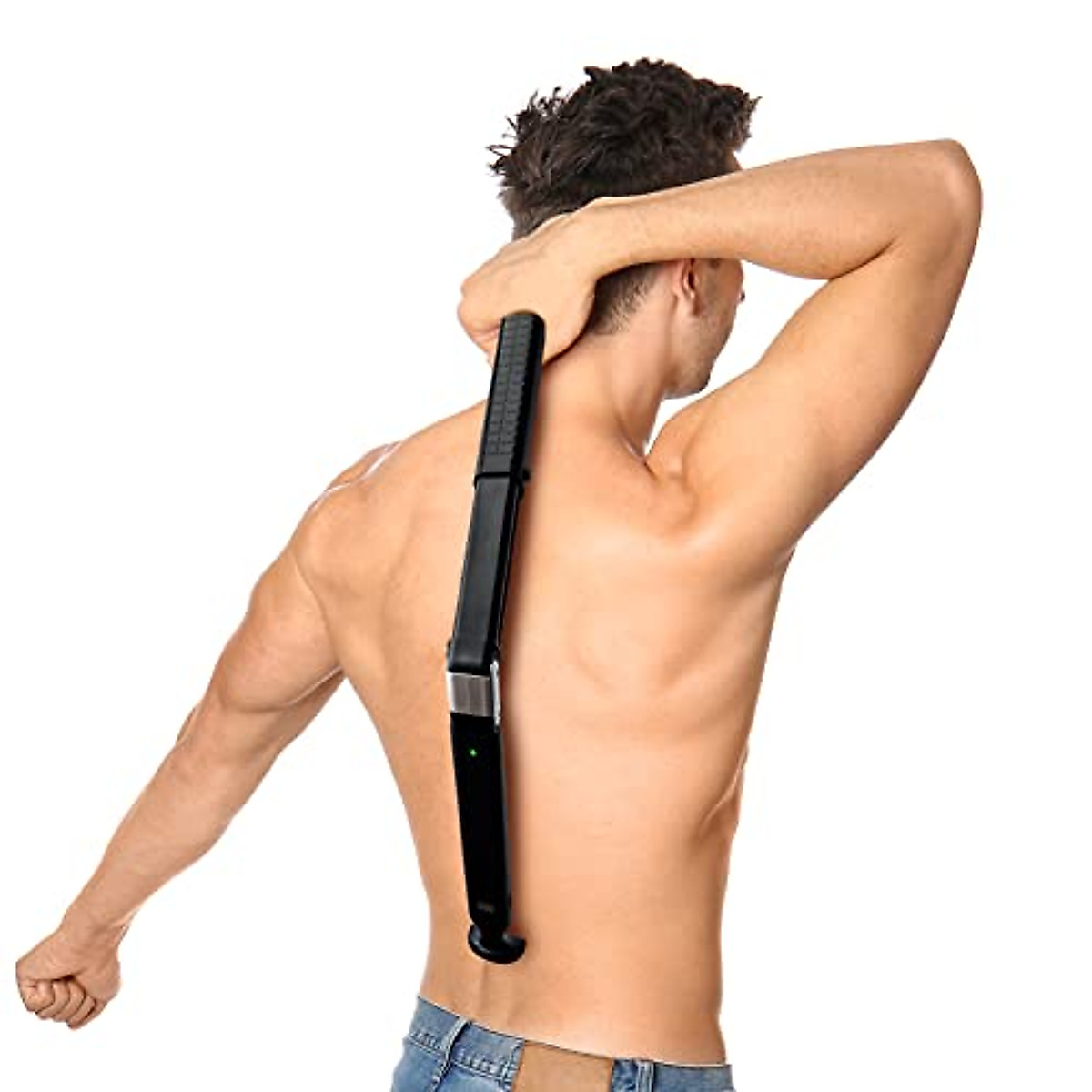 Groom Essentials Rechargeable Back Shavers for Men | USB Charging Hair Trimmer for Men w/Extendable, Foldable Arm for Hard-to-Reach Areas | Back Shaver & Body Trimmer for Men | Electric Razor for Men