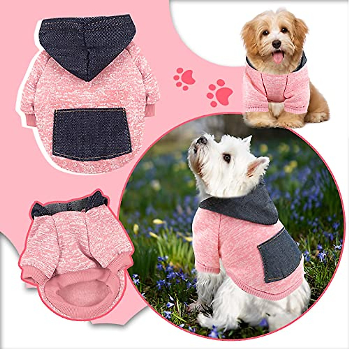 Dog Shirt Large Size Dog Female Pet Autumn and Winter Pocket Sweatshirt Color Hooded Two-Legged Fleece Warm Clothing Dog Sweater Medium Sized Dog Girl