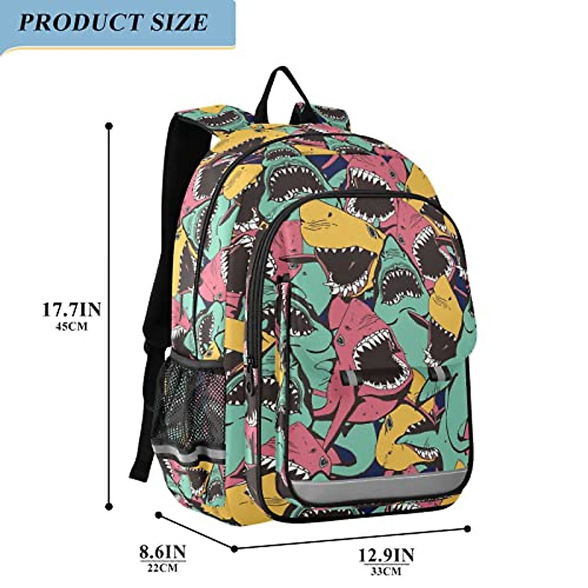 ALAZA Angry Shark Sea Animal Laptop Backpack Purse for Women Men Travel Bag Casual Daypack with Compartment & Multiple Pockets