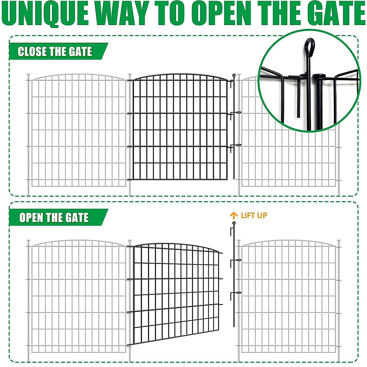 Zamsion Garden Fence 5 Panels, 31 in(H) x 11.8ft(L) Outdoor Animal Barrier Fence for Dog Pet, No Dig Decorative Garden Fencing Border for Yard and Patio, Rustproof Metal Wire Panel