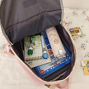 HeiBao Kawaii Backpack for Teen Girls Aesthetic Student Bookbags with Cute Accessories cow decoration nylon waterproof