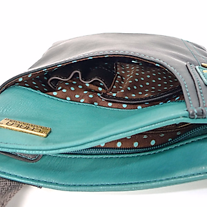 CHALA SWING Pack Smartphone Cross-Body Purse Purse Charm (Black_ Mini Teal Cat)