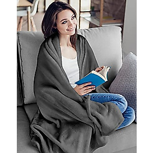 Utopia Bedding Fleece Blanket Twin Size Grey 300GSM Luxury Bed Blanket Anti-Static Fuzzy Soft Blanket Microfiber (90x66 Inches)