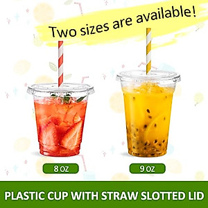 Eupako 8 oz Plastic Cups with Lids 100 Sets, Disposable Clear Cups with Lids, Cold Drink Containers for Beverage, Parfait, Smoothie